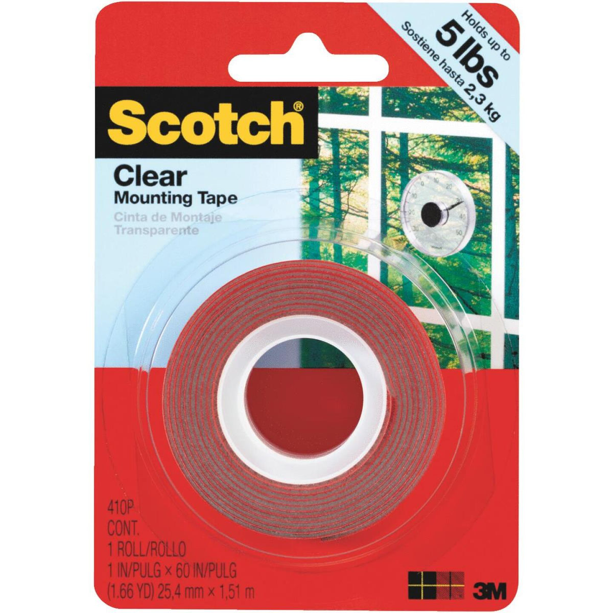 3M Scotch 1 In. x 60 In. Clear Double-Sided Mounting Tape (5 Lb ...