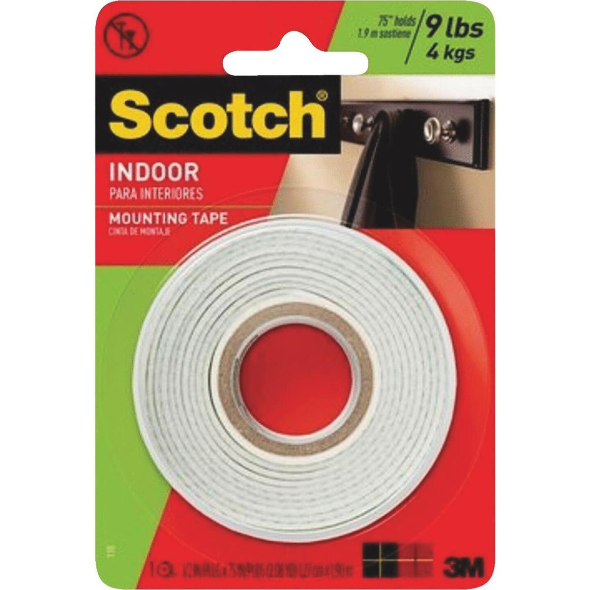 3M Scotch 1/2 In. x 80 In. White Indoor Double-Sided Mounting Tape (9 ...