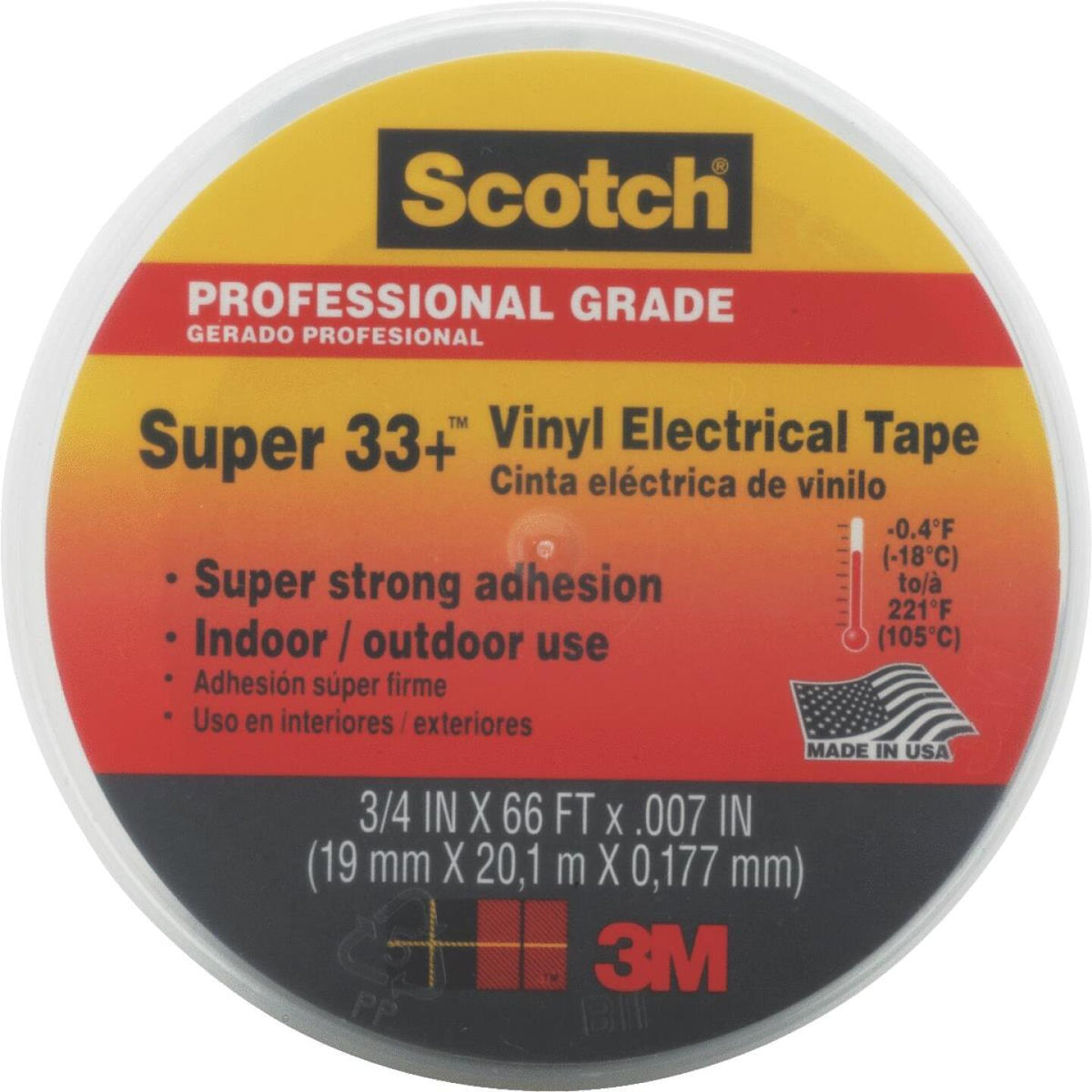 3M Scotch General Application 3/4 In. x 66 Ft. Vinyl Plastic Electrical ...